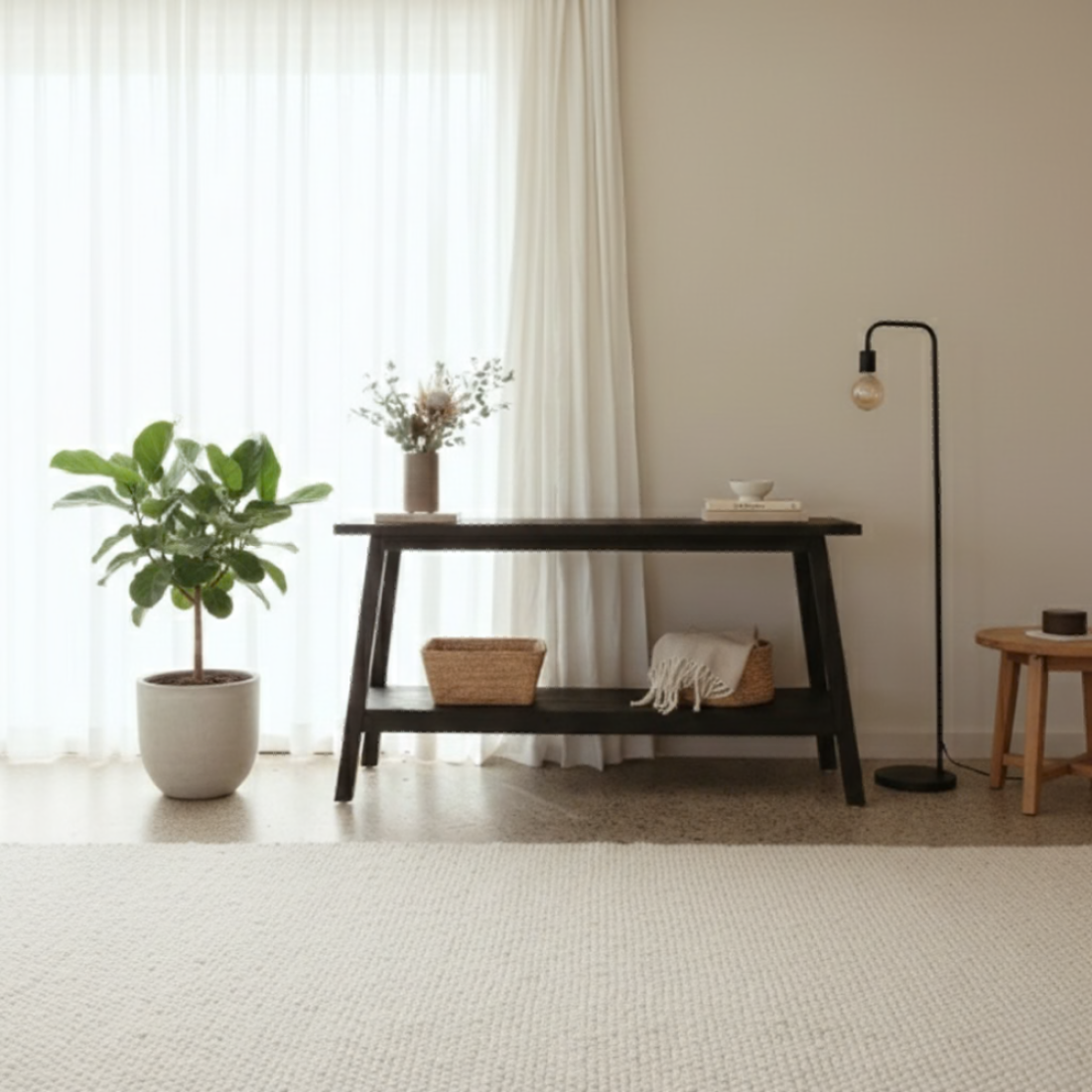 Scandi Black Reclaimed Teak Console Table