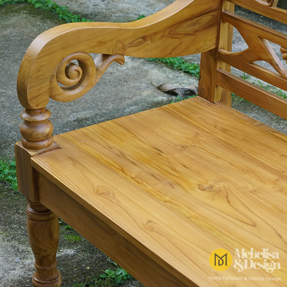 Bangku Taman Minimalis Kayu Jati Ukiran
