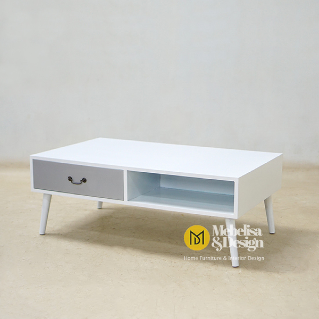 Meja Ruang Tamu Retro 2 Laci Scandinavian