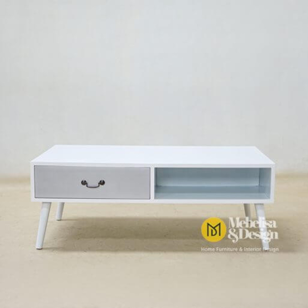 Meja Ruang Tamu Retro 2 Laci Scandinavian