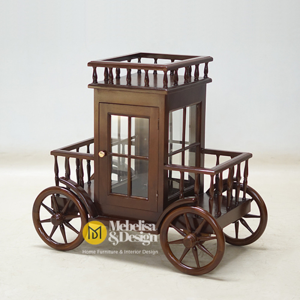 Meja Dorong Troli Minuman Kayu Jati