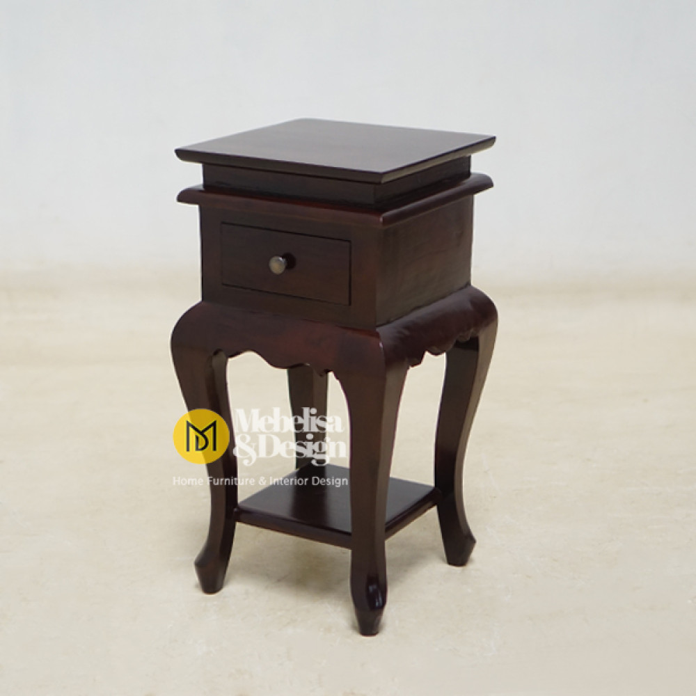 Nakas Meja Telepon Kayu Jati 1 Laci