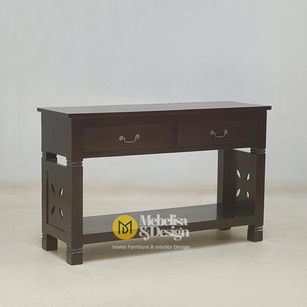 Meja Konsol Dinding Minimalis Kayu Jati 2 laci