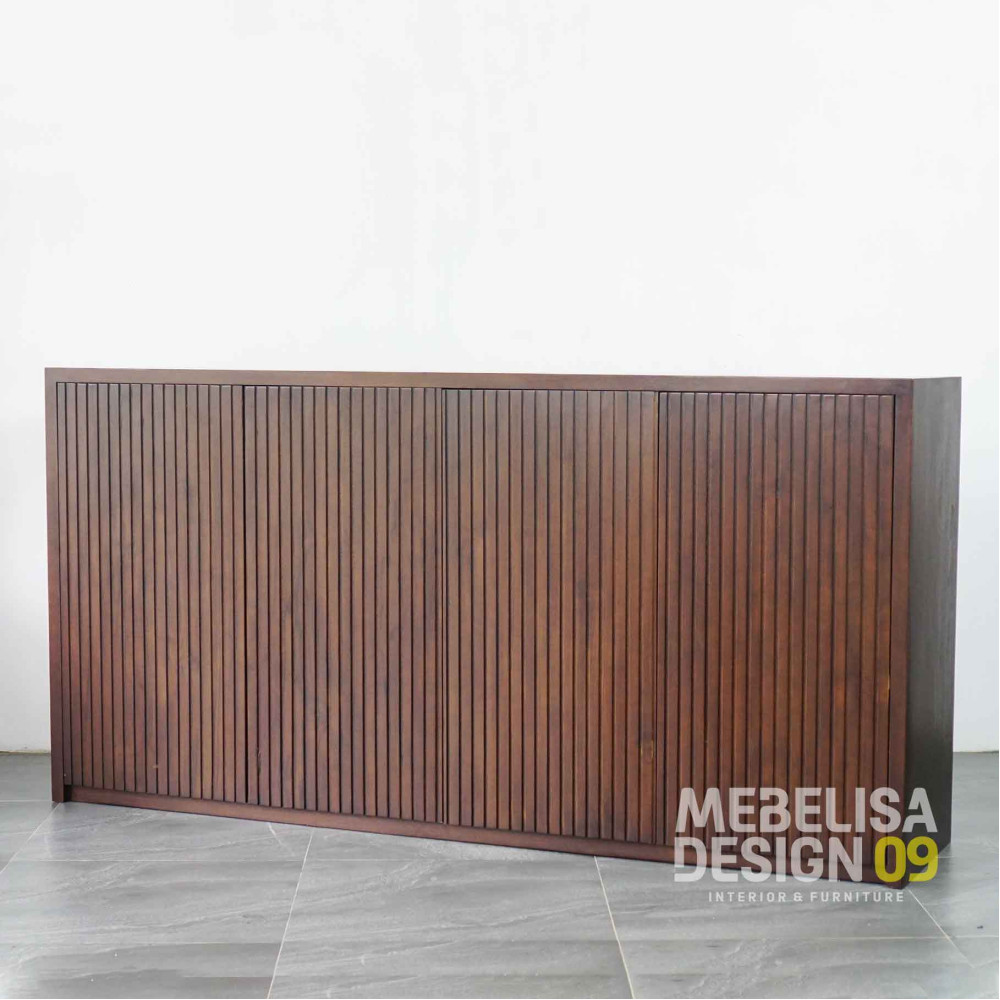 Bufet Panjang Minimalis Kayu Jati 4 Pintu Salur