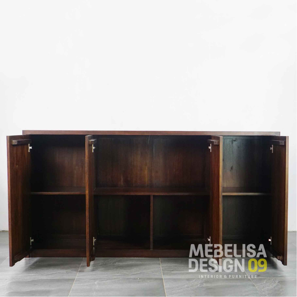 Bufet Panjang Minimalis Kayu Jati 4 Pintu Salur