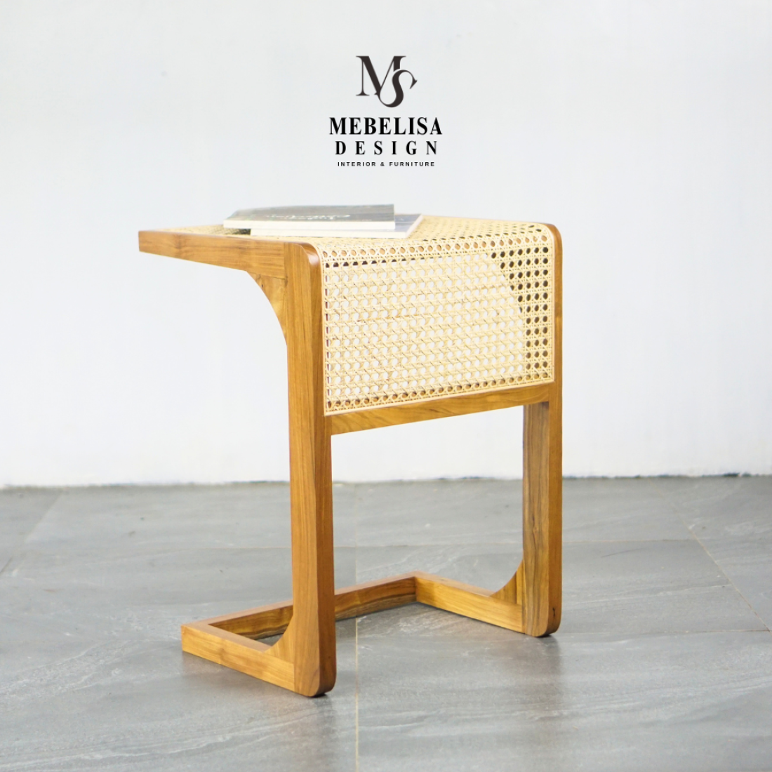 Cane Sidetable Meja Samping Minimalis Kayu Jati Rotan