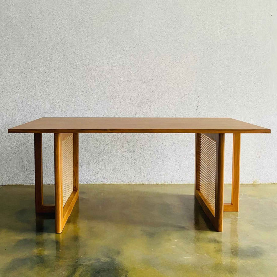 Ehan Dining Table Meja Makan Kayu Jati Solid Minimalis Kontemporer