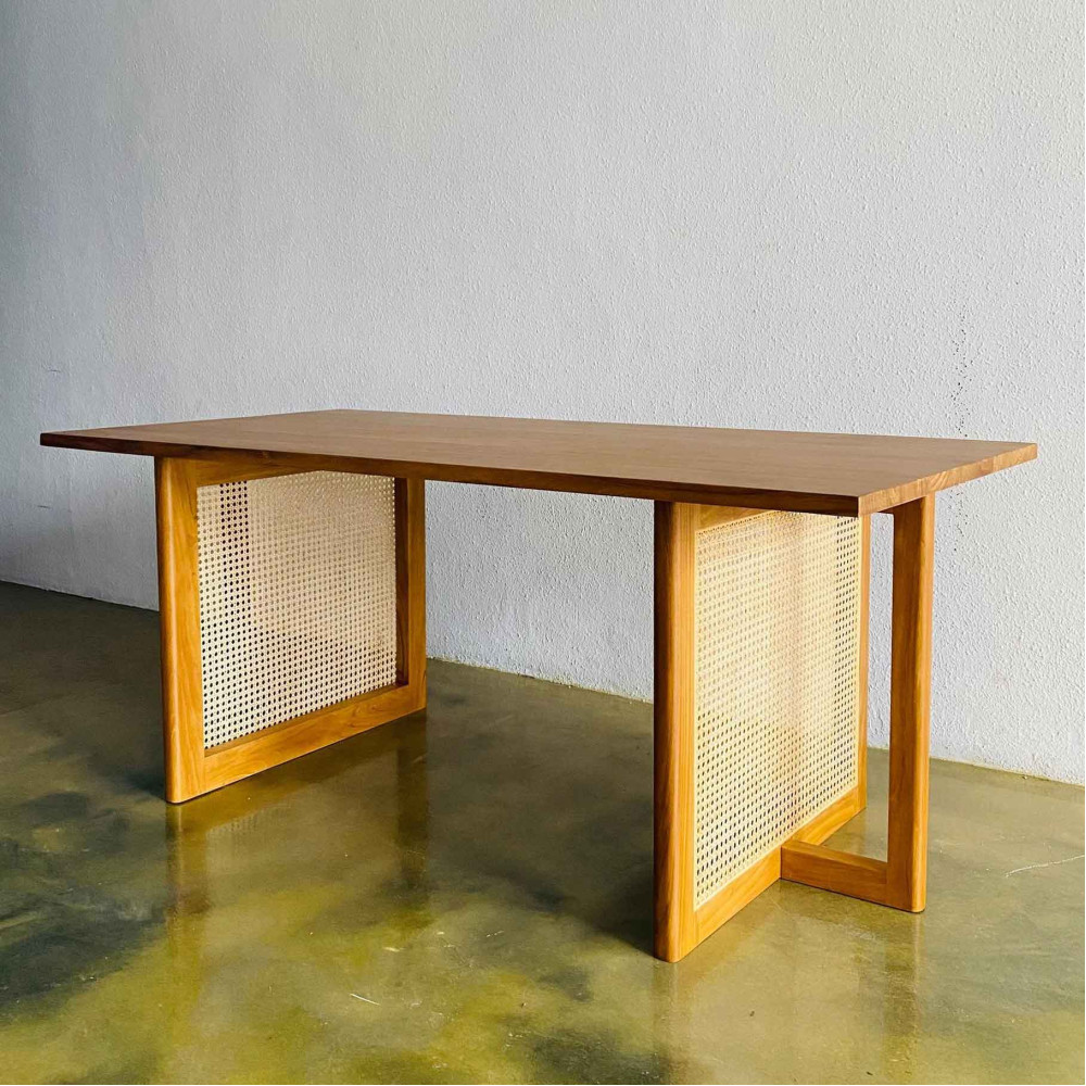 Ehan Dining Table Meja Makan Kayu Jati Solid Minimalis Kontemporer