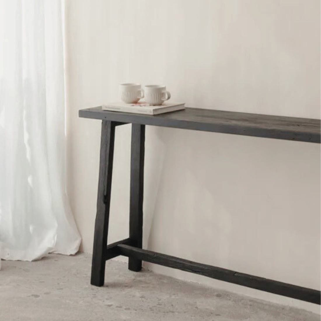 Kanso Reclaimed Teak Console Table Black Rustic