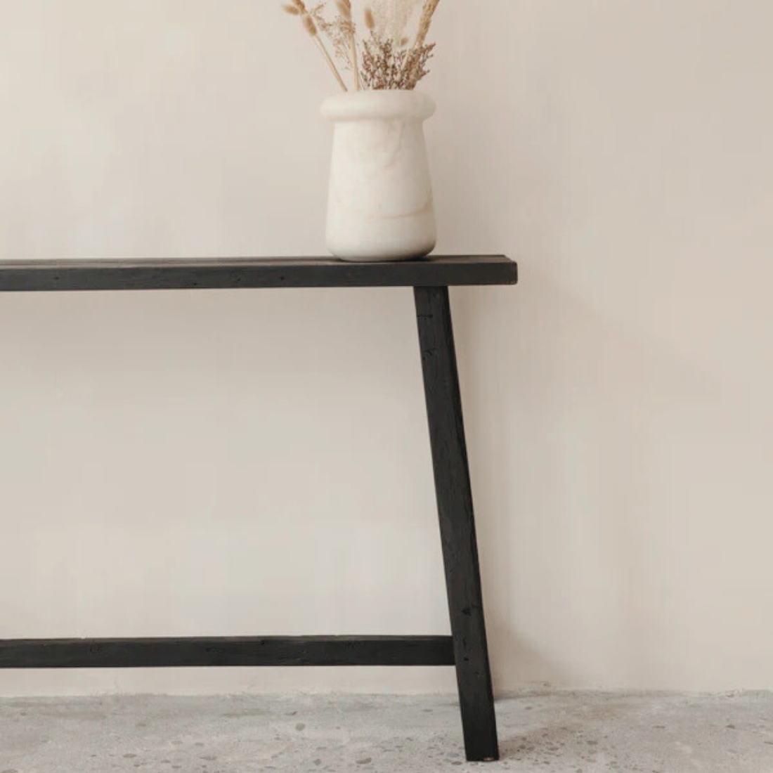 Kanso Reclaimed Teak Console Table Black Rustic