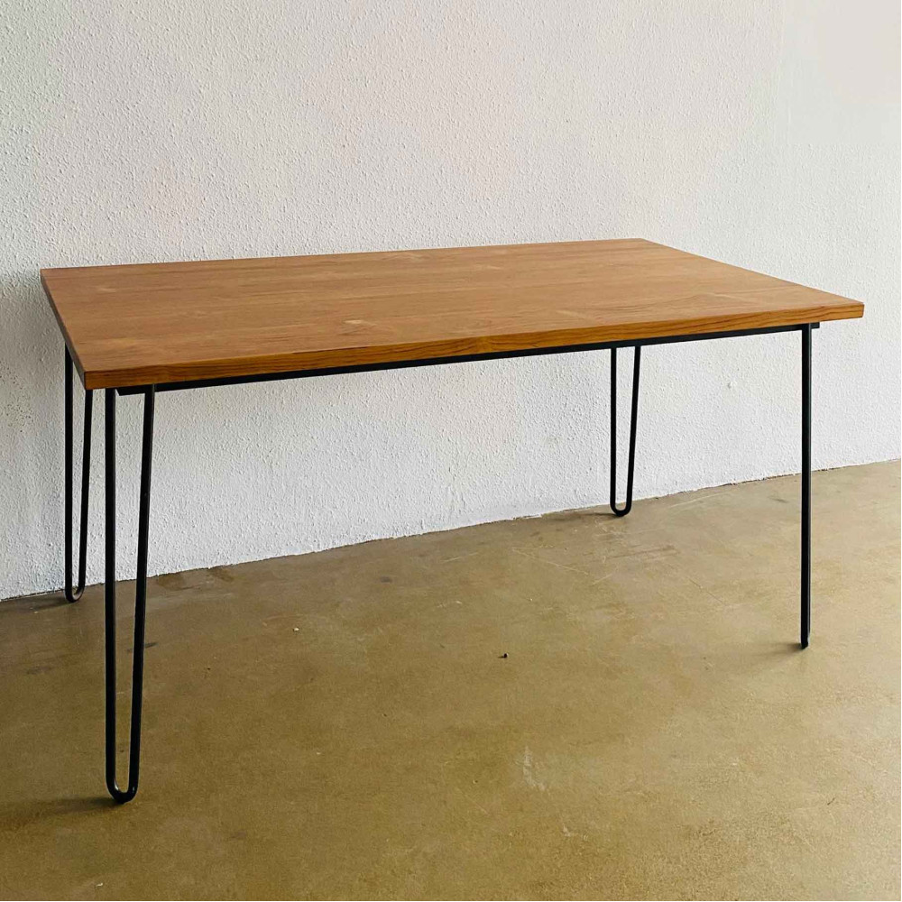 Keyan Dining Table Meja Makan Kayu Jati Kaki Besi