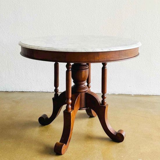 Kopitiam Dining Table Meja Makan Bulat Top Marmer