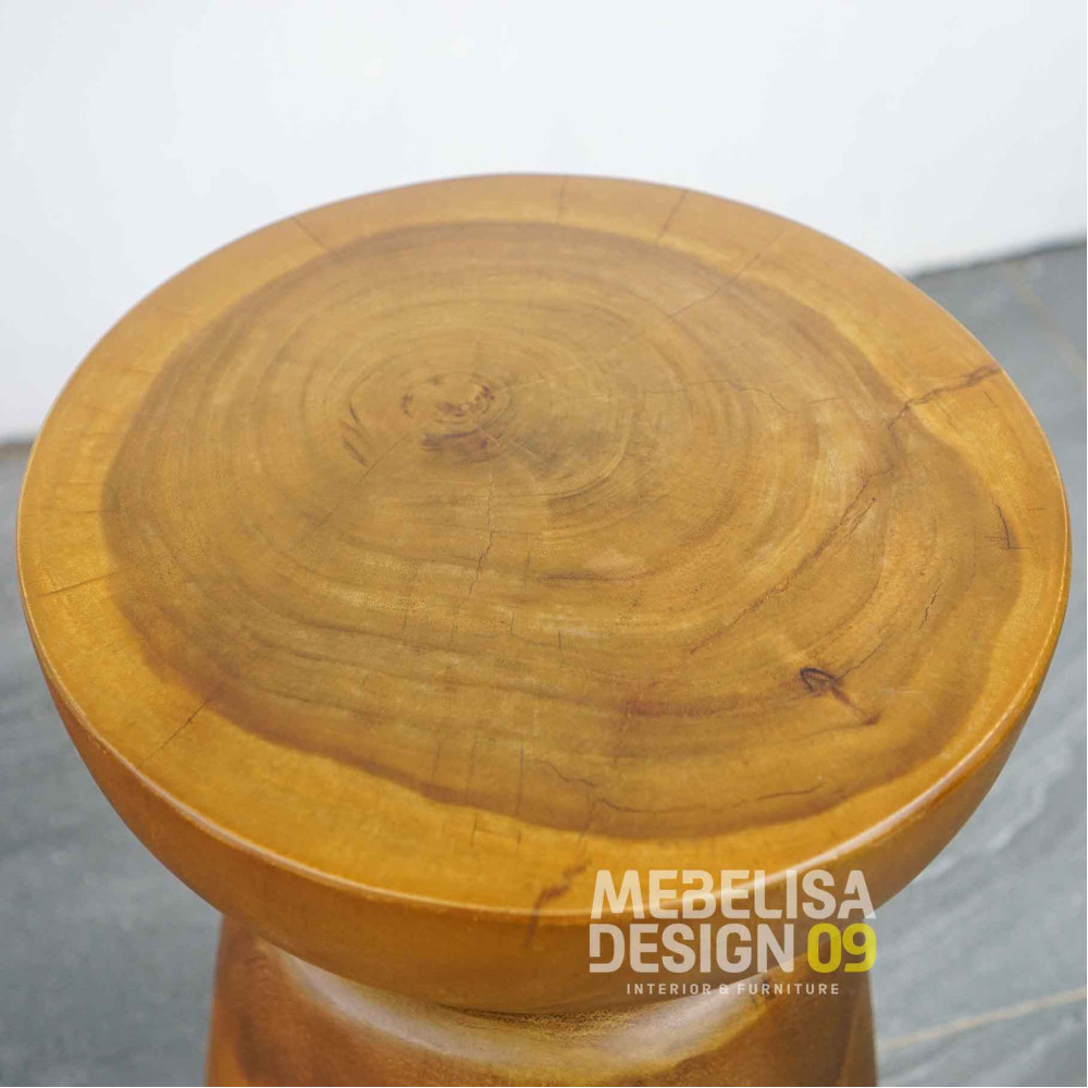 Kursi Bangku Stool Bulat Kayu Solid Trembesi