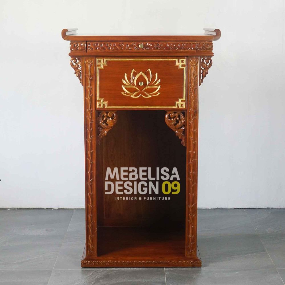 Meja Altar Sembayang Ukiran Kayu Jati 2 Laci