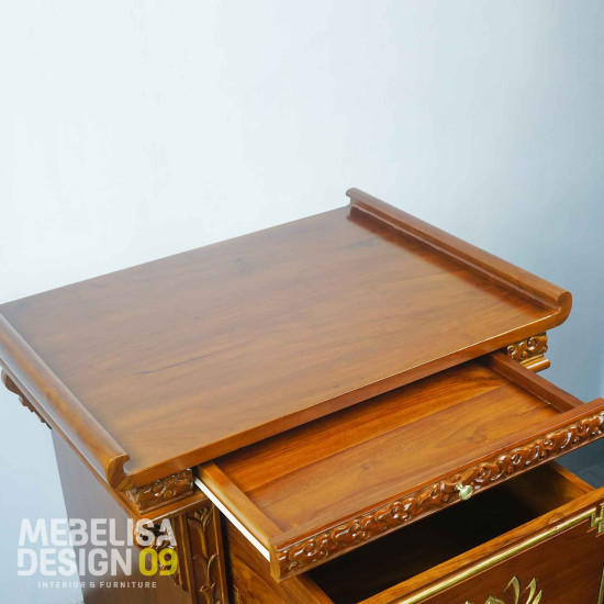 Meja Altar Sembayang Ukiran Kayu Jati 2 Laci