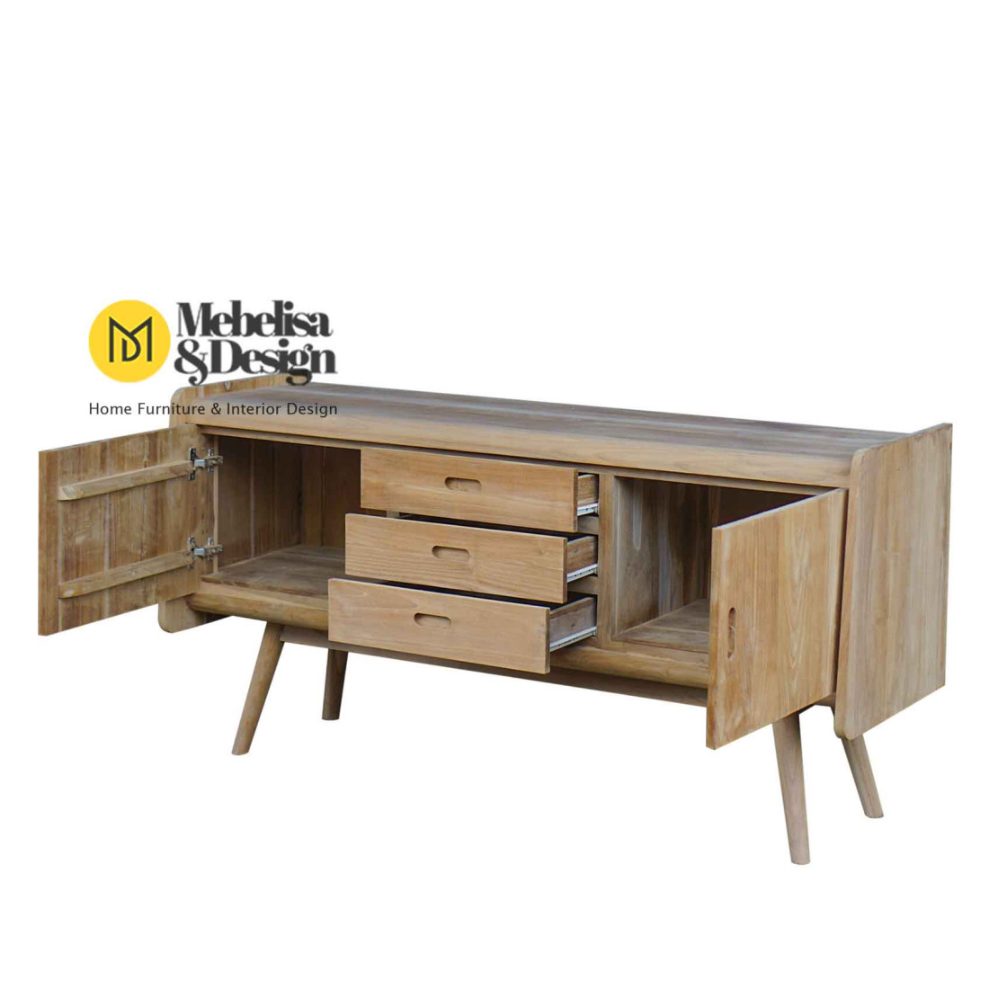 Meja Bufet TV Retro Kayu Jati Minimalis