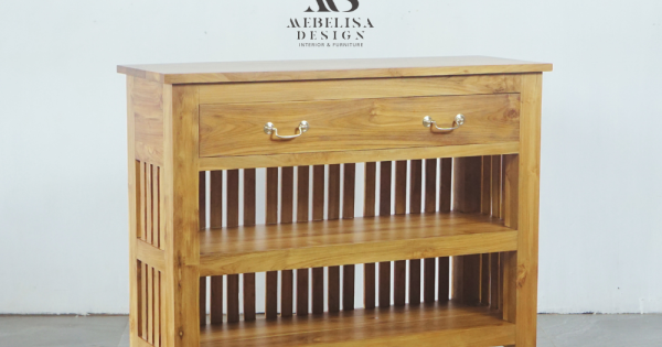 Meja Konsul Rak Sepatu Sandal Minimalis Serbaguna 1 Laci