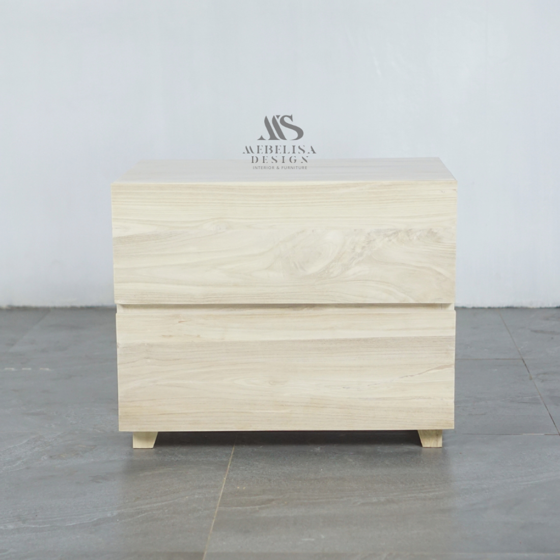 Meja Nakas Tempat Tidur Kayu Jati Finishing Bleaching