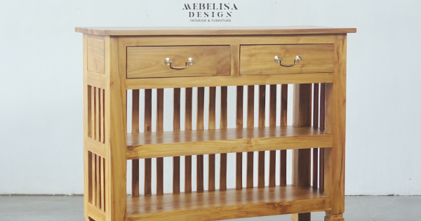 Meja Rak Sepatu dan Sandal Minimalis Jati