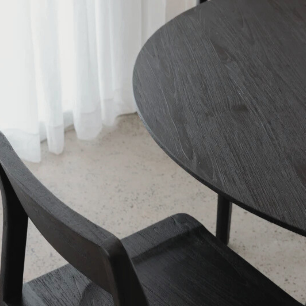 Meridian Round Reclaimed Teak Charcoal Grain Dining Table