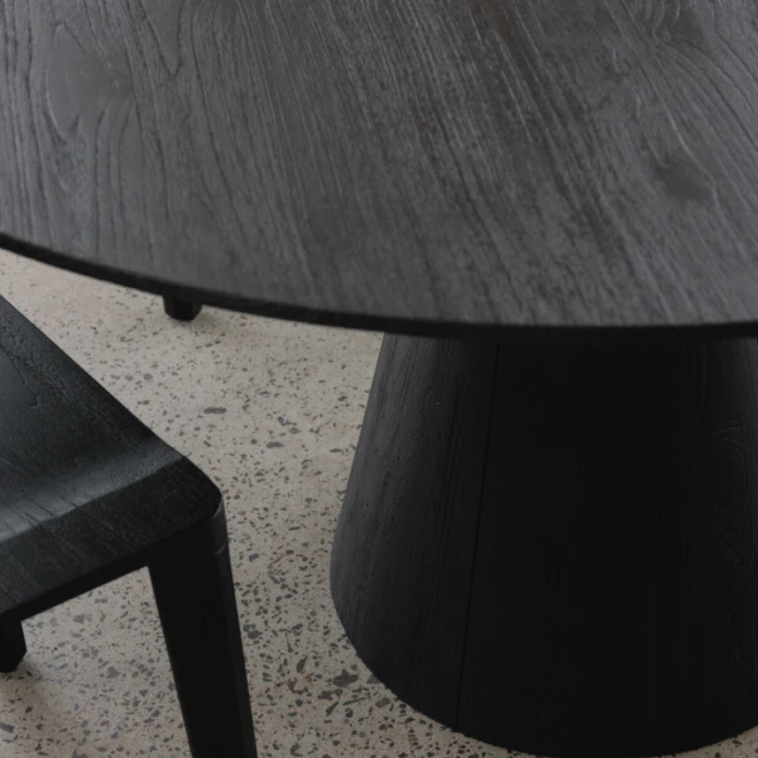 Meridian Round Reclaimed Teak Charcoal Grain Dining Table