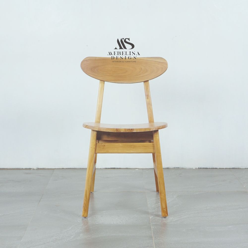 Ropan Kursi Makan Cafe Scandinavian Kayu Jati Natural Finish