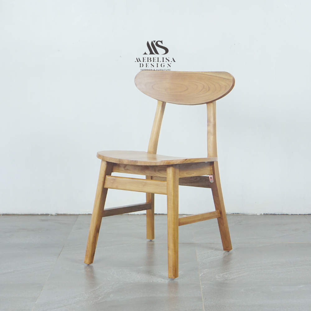 Ropan Kursi Makan Cafe Scandinavian Kayu Jati Natural Finish