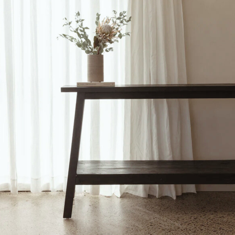 Scandi Black Reclaimed Teak Console Table