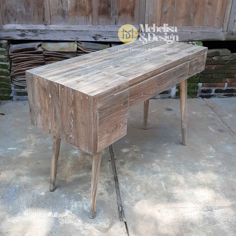Vanity Recycle Teak Dressing Table with Flip Top Mirror