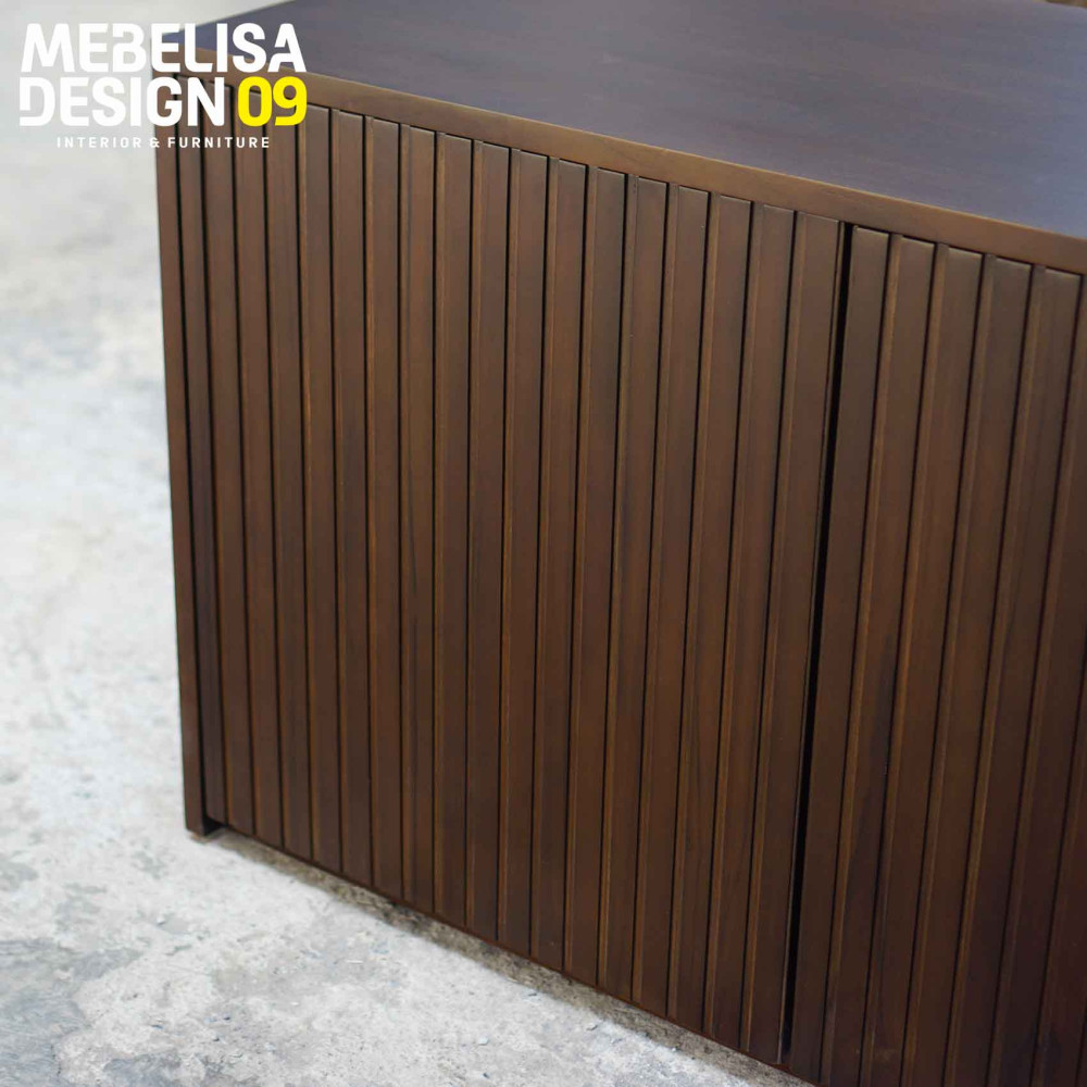 Bufet Ruang Tamu Panjang Minimalis Kayu Jati 4 Pintu