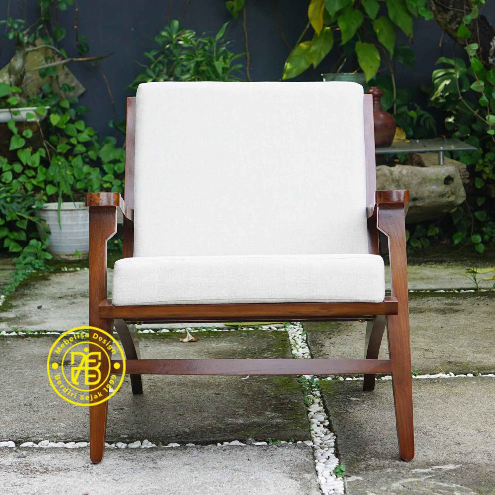 Kursi Sofa Single Kayu Jati Model Scandinavian