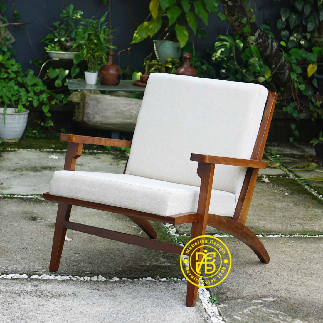 Kursi Sofa Single Kayu Jati Model Scandinavian