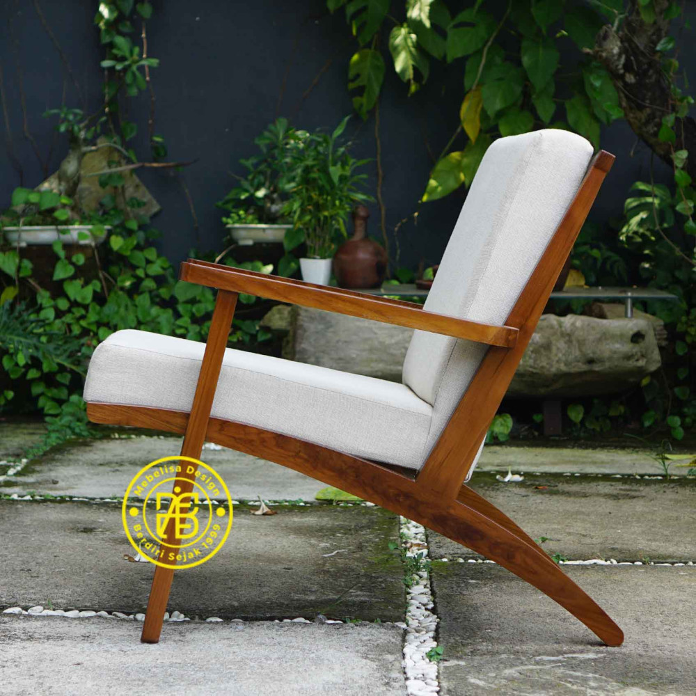 Kursi Sofa Single Kayu Jati Model Scandinavian