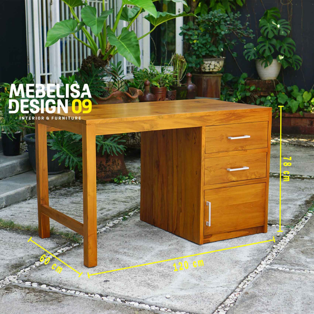 Meja Kerja Kantor Kayu Jati Minimalis