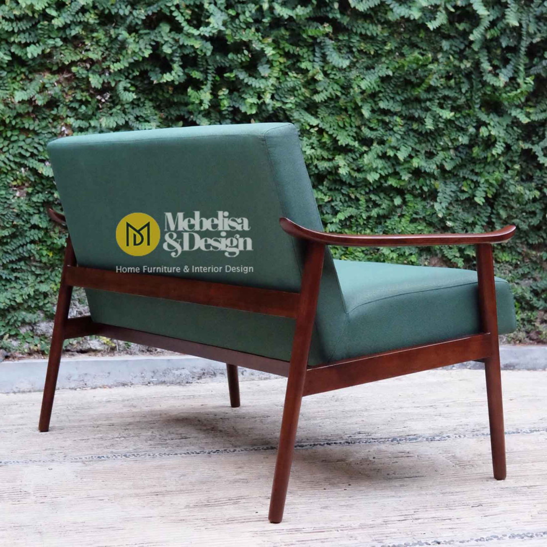 Mid-Century Sofa Bangku 2 Seater Kayu Jati Jepara