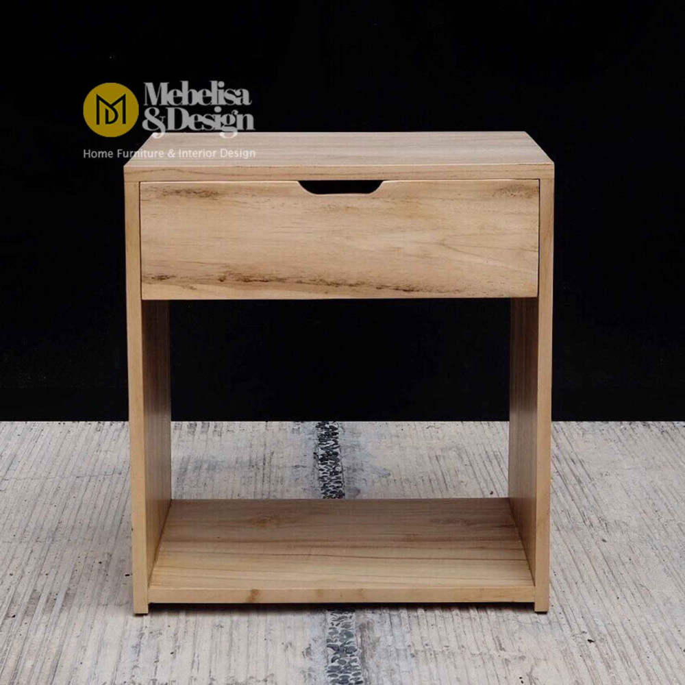 Nakas Minimalis Kayu Jati Bleaching 1 Laci